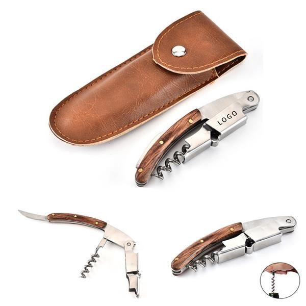 Premium Corkscrew Wine Key w/ Leather Case